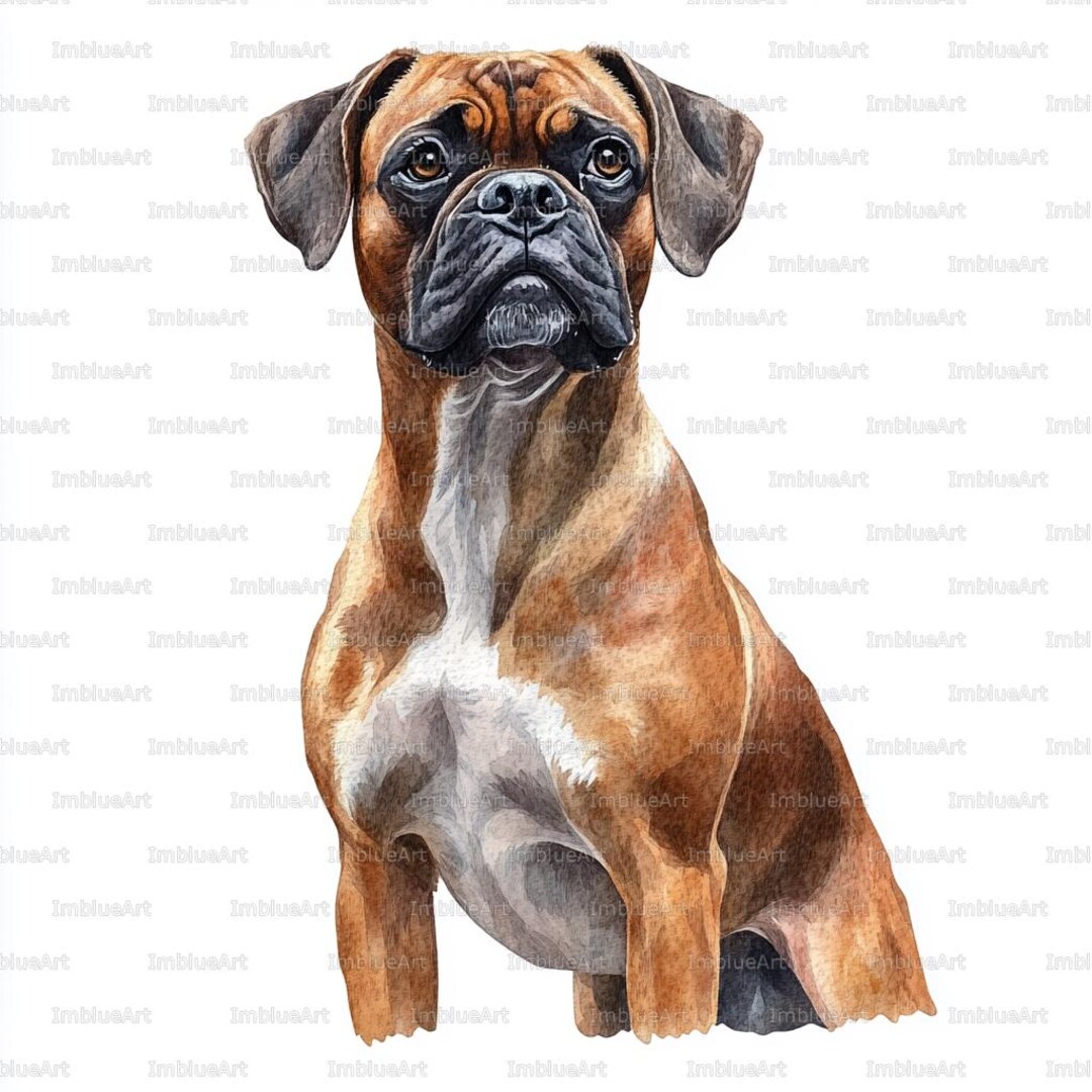 24 Boxer Dog Clipart | Energetic Family Guardian | Printable Watercolor ...