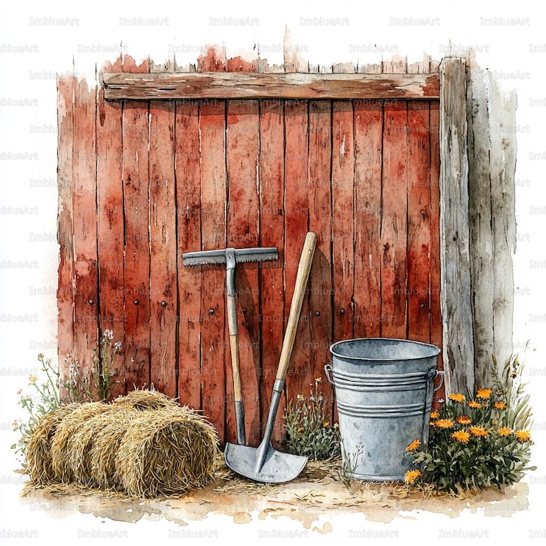 24 Farm Tools Clipart, Farm Life Collection, Rustic Farming Equipment ...