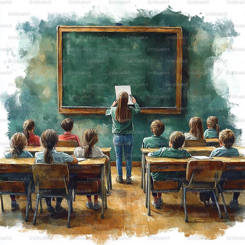 22 Classroom Scene Clipart | School Lesson Moment | Printable ...
