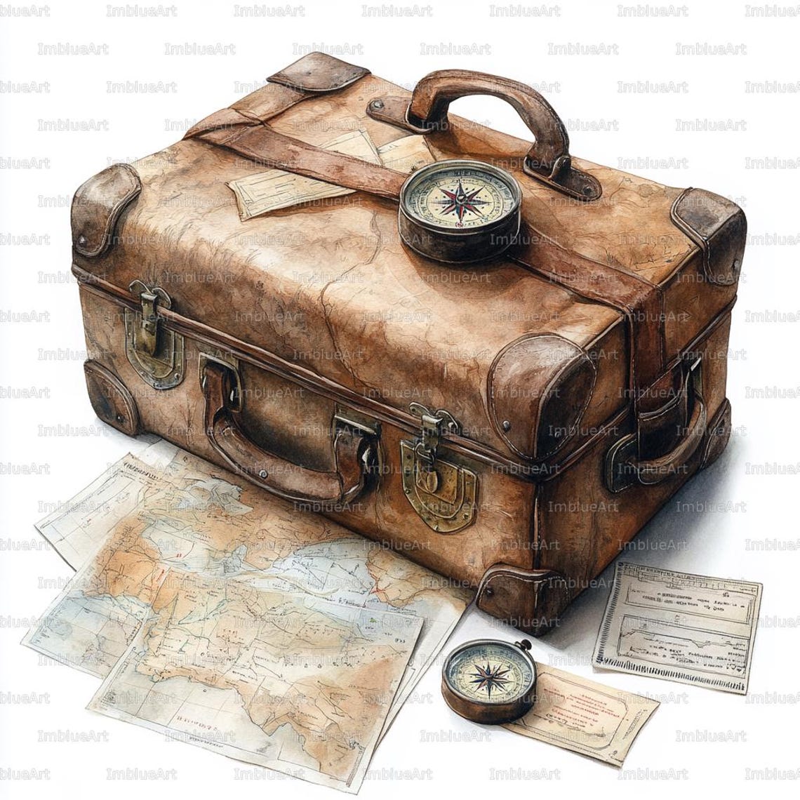 24 Vintage Suitcase Map Clipart | Travel Adventure | Journey Theme ...
