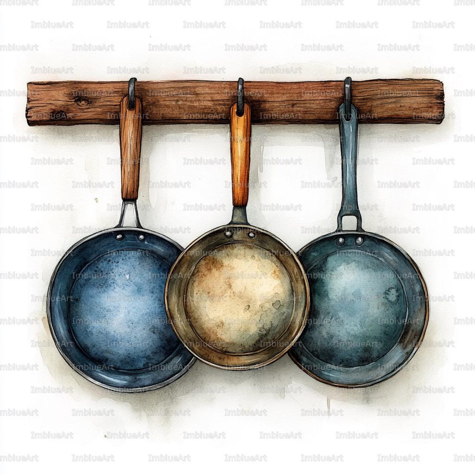 24 Frying Pans Clipart, Cooking Utensils, Watercolor Printable JPG ...