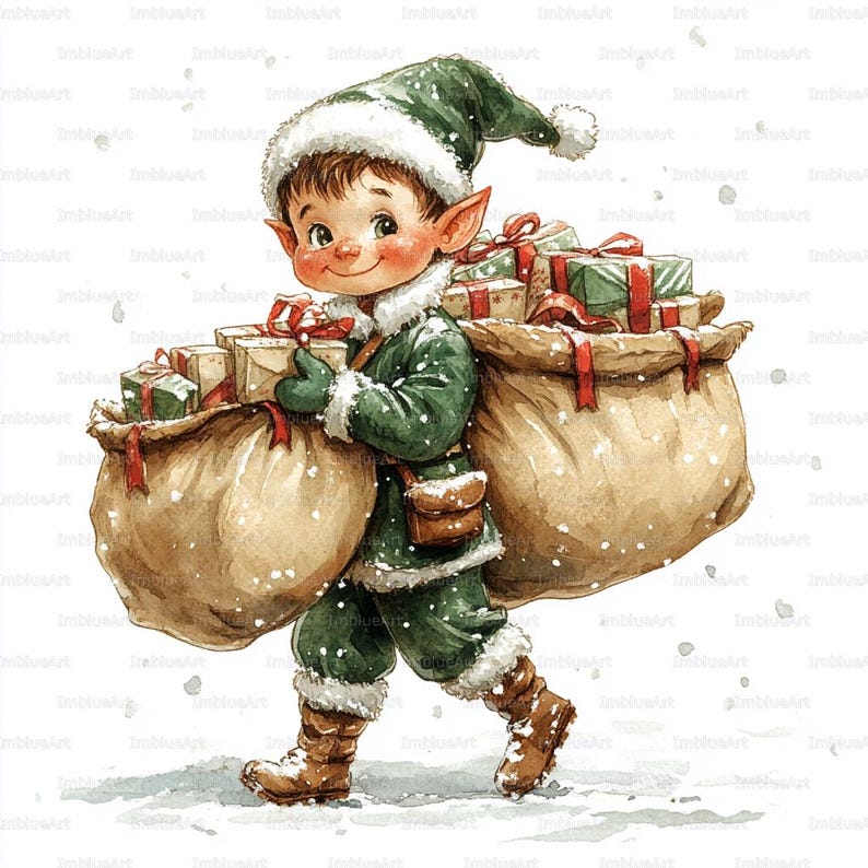 20 Christmas Elf Postman Clipart | Holiday Mail Delivery | Printable ...