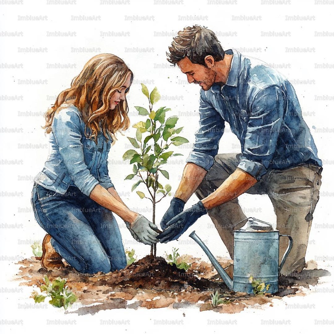 19 Planting Couple Clipart | Growing Love Art | Nature Romance ...