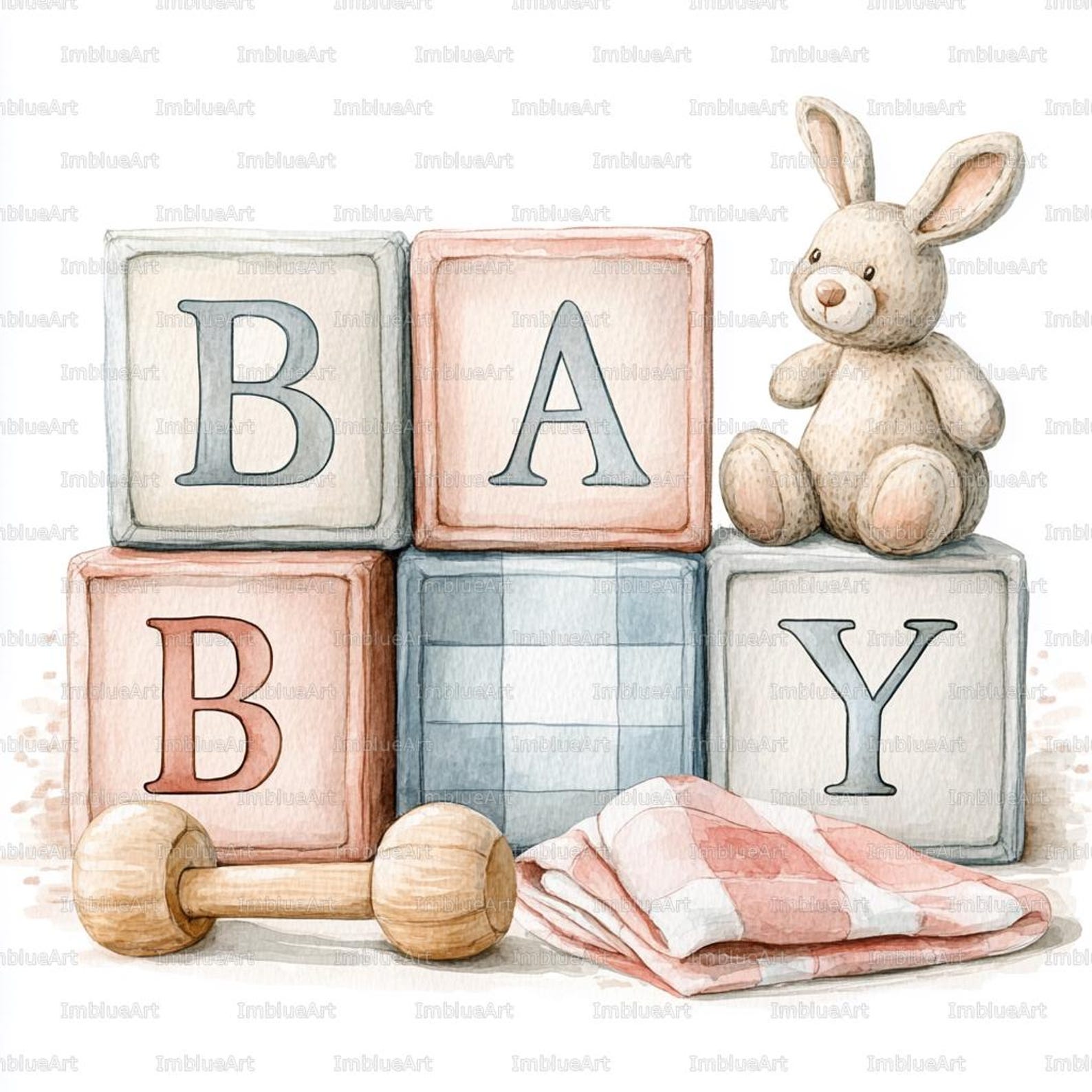 24 Baby ABC Blocks Clipart, Nursery Alphabet Decor, Watercolor ...