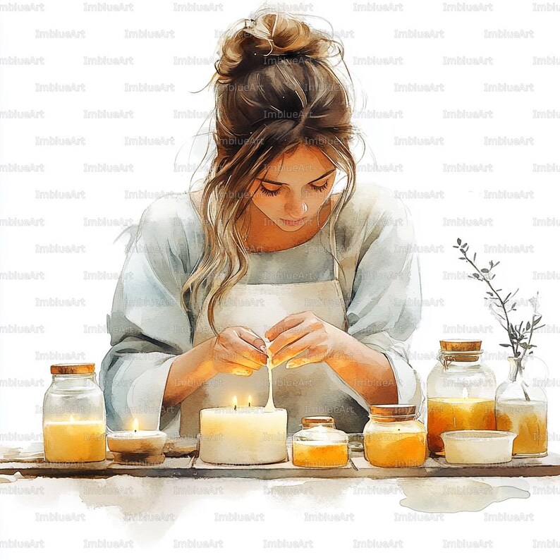 24 Candle Making Clipart, Handmade Candle Business, Watercolor ...