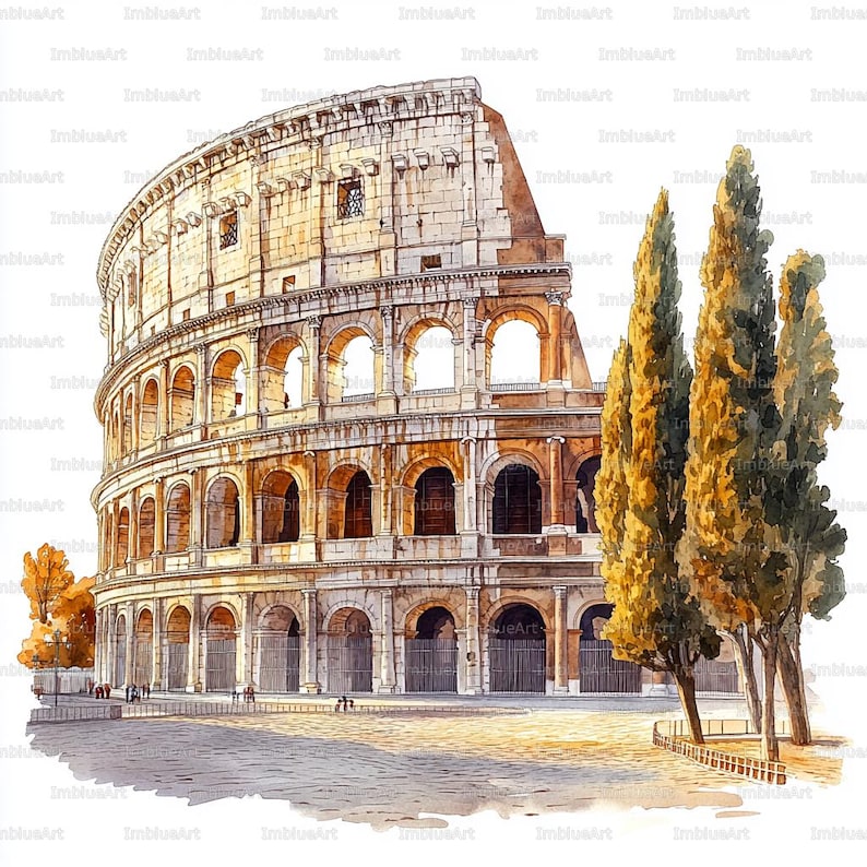 24 Colosseum Clipart, Rome Colosseum Ancient Roman Landmark Italy ...