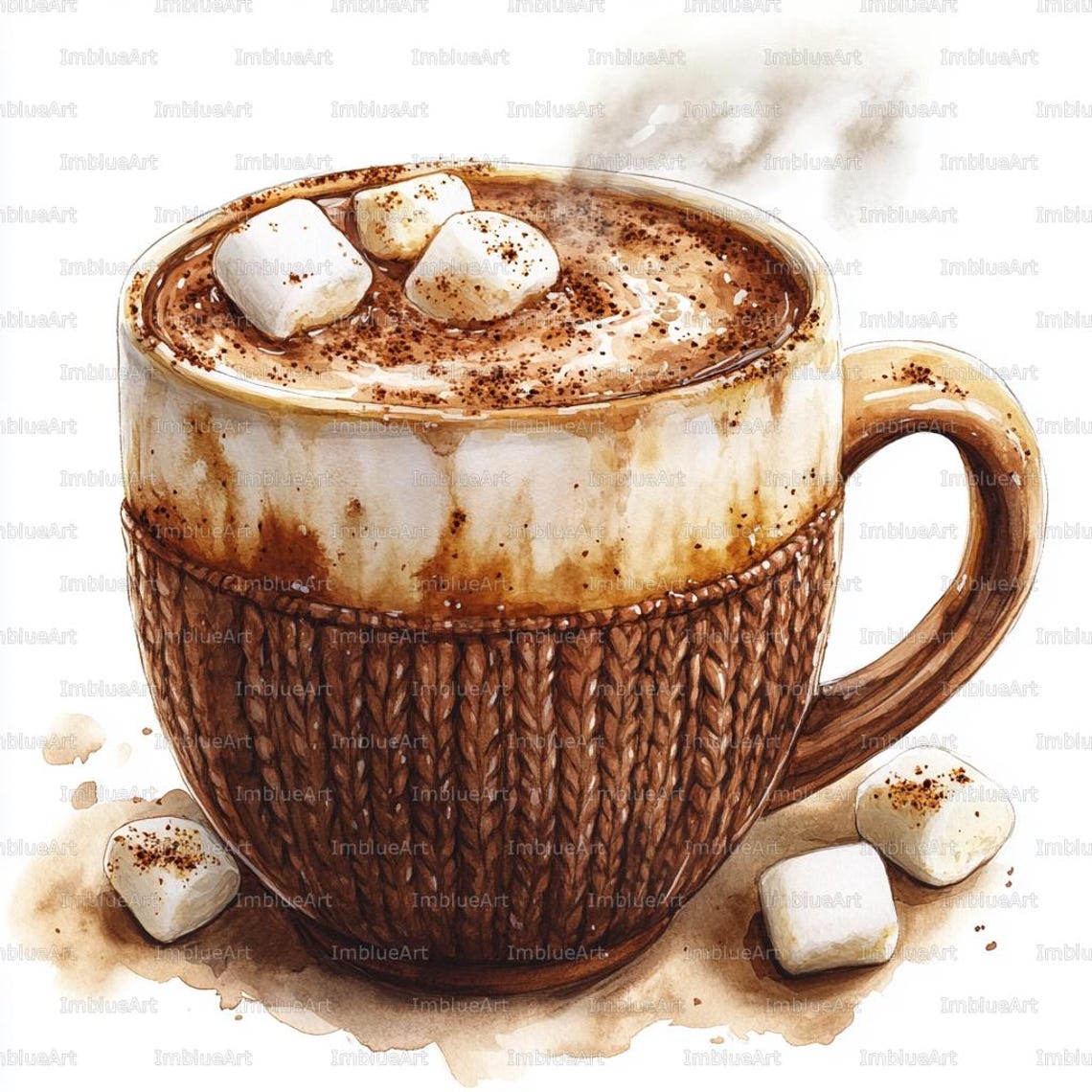 24 Cocoa Marshmallow Clipart, Cozy Winter Drink, Watercolor Printable ...