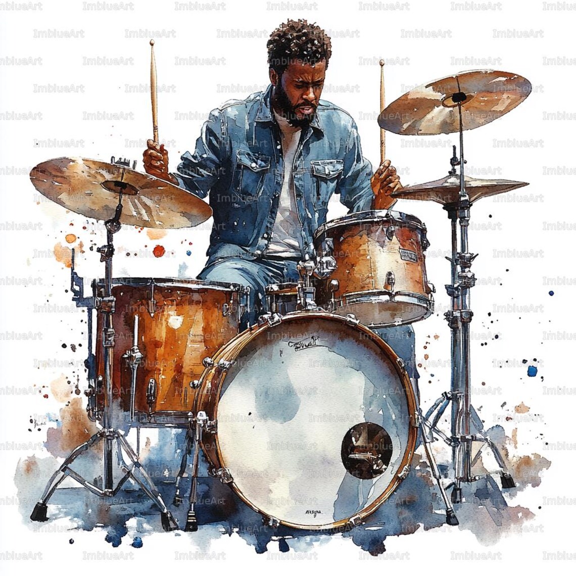 24 Drummer Clipart, Music Performance Illustration, Watercolor ...