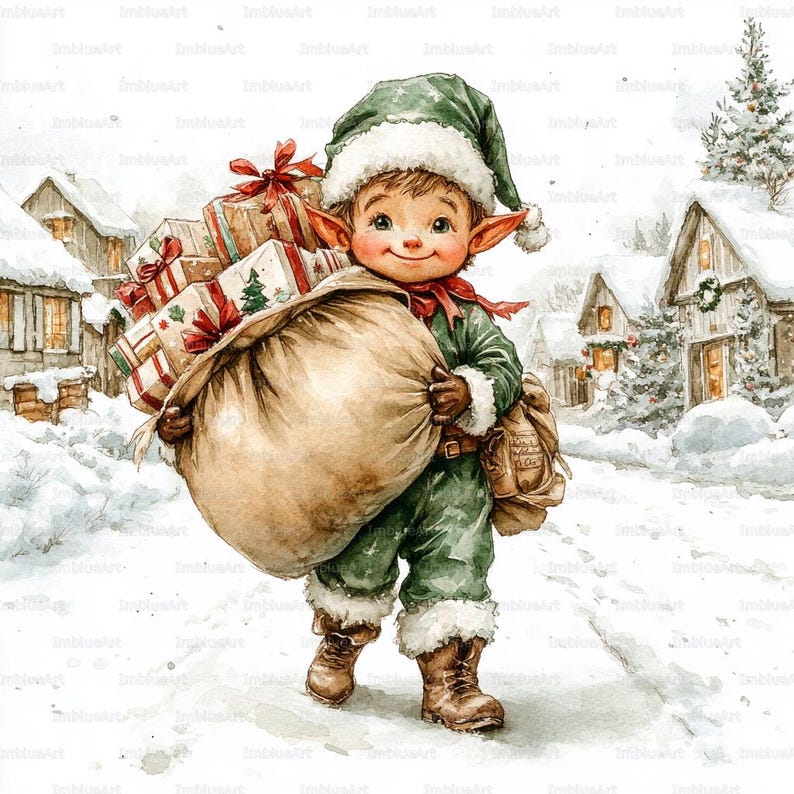 20 Christmas Elf Postman Clipart | Holiday Mail Delivery | Printable ...