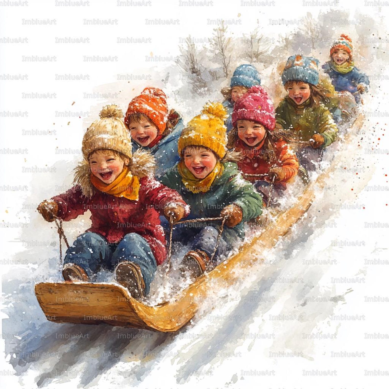 24 Kids Sledding Clipart | Winter Fun | Snow Play | Printable ...