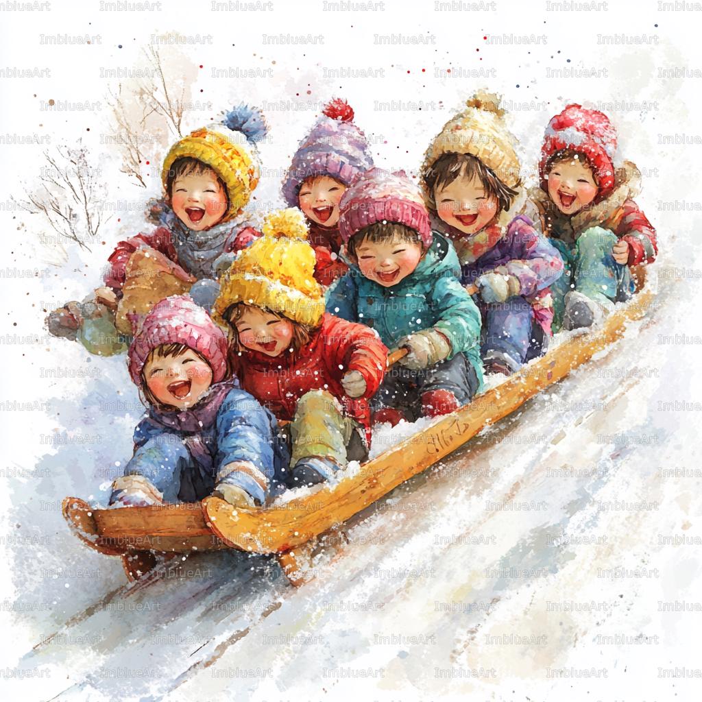 24 Kids Sledding Clipart | Winter Fun | Snow Play | Printable ...