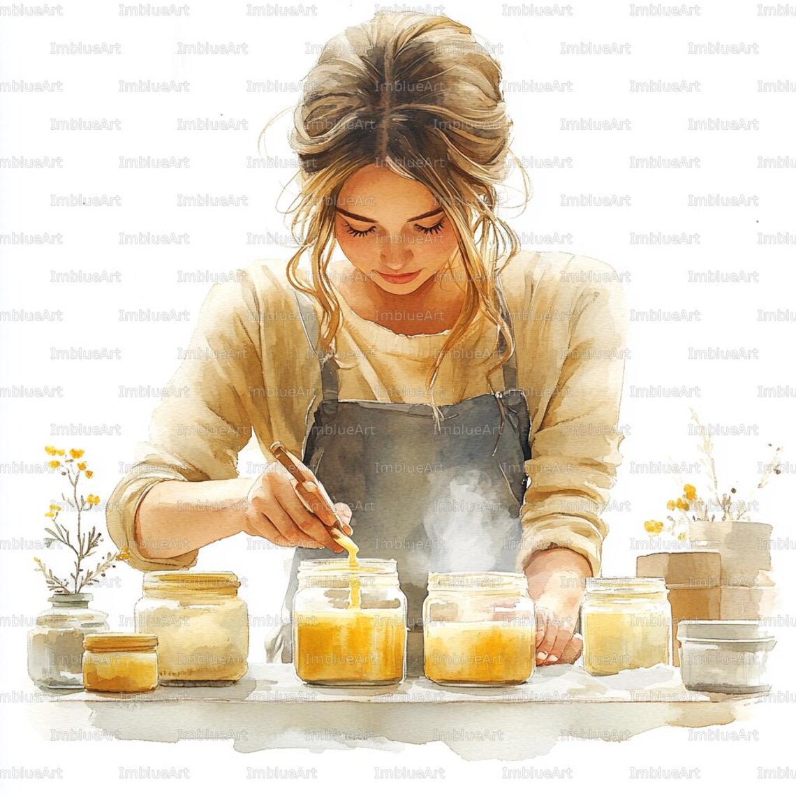 24 Candle Making Clipart, Handmade Candle Business, Watercolor ...