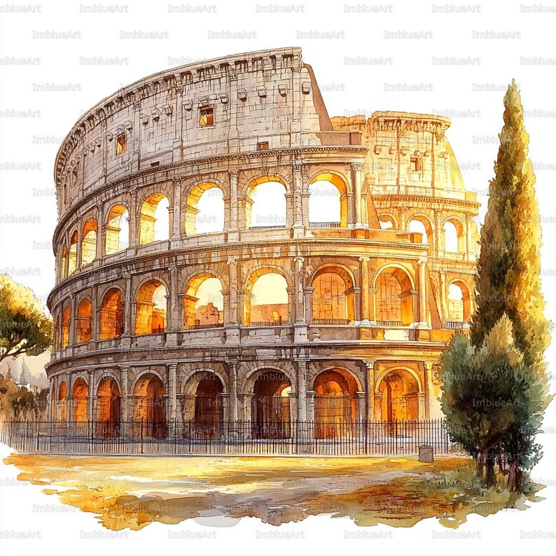 24 Colosseum Clipart, Rome Colosseum Ancient Roman Landmark Italy ...