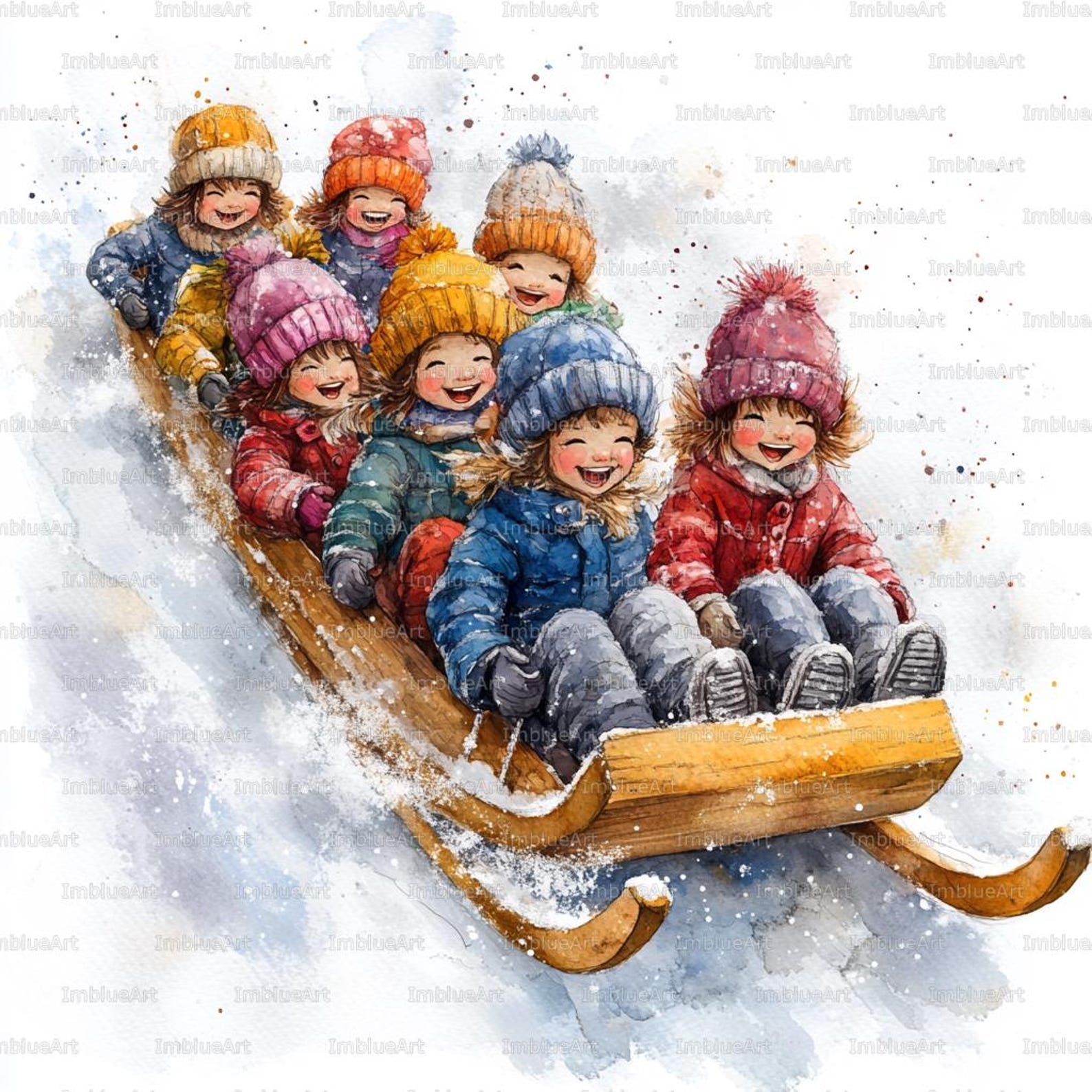 24 Kids Sledding Clipart | Winter Fun | Snow Play | Printable ...