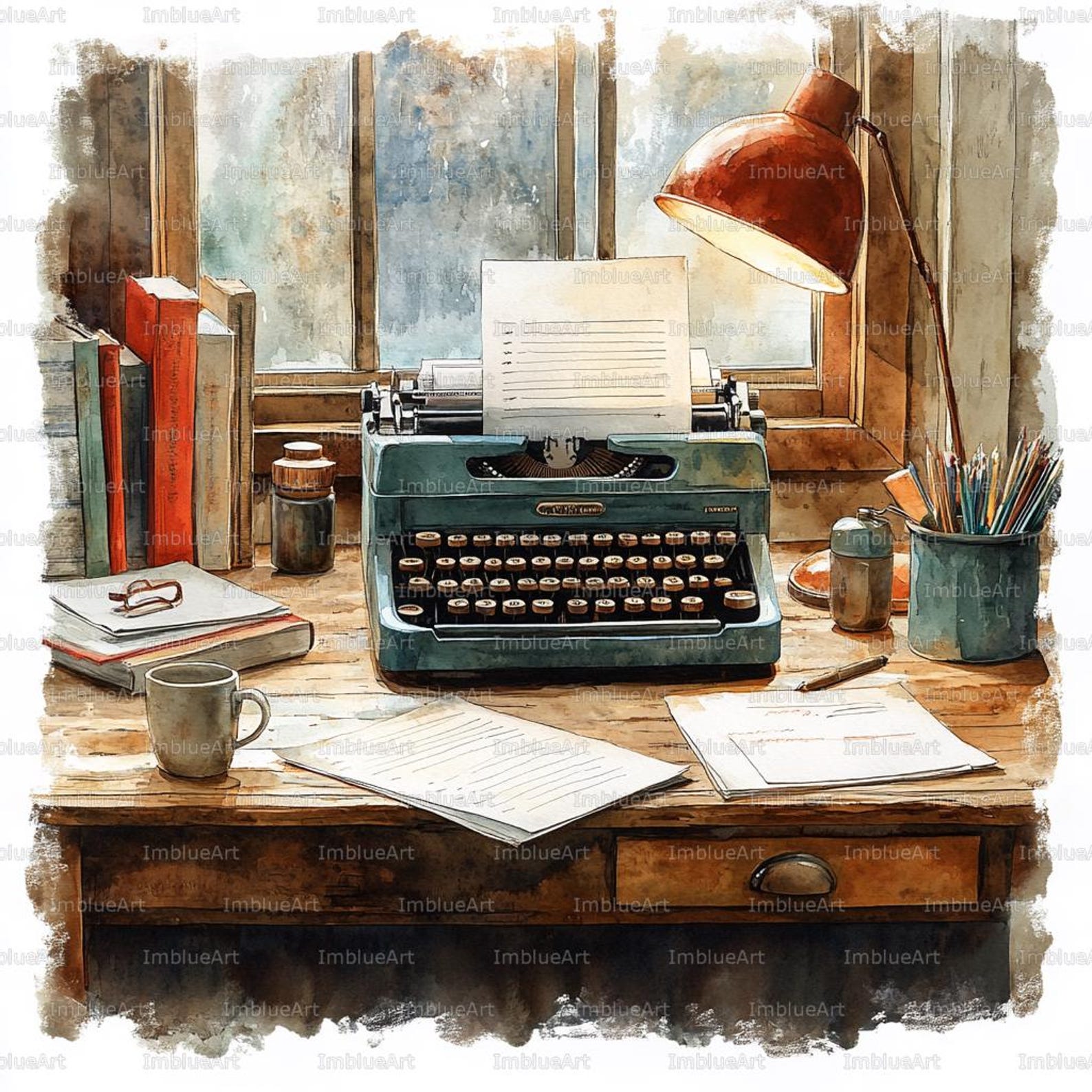 24 Writer's Desk Clipart | Creative Workspace | Printable Watercolor ...