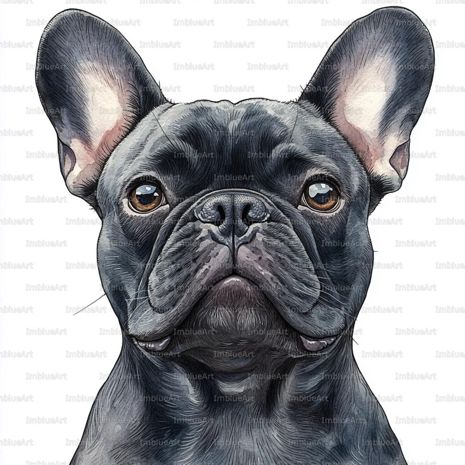 24 French Bulldog Clipart, Cute Small Dog Portrait, Watercolor ...