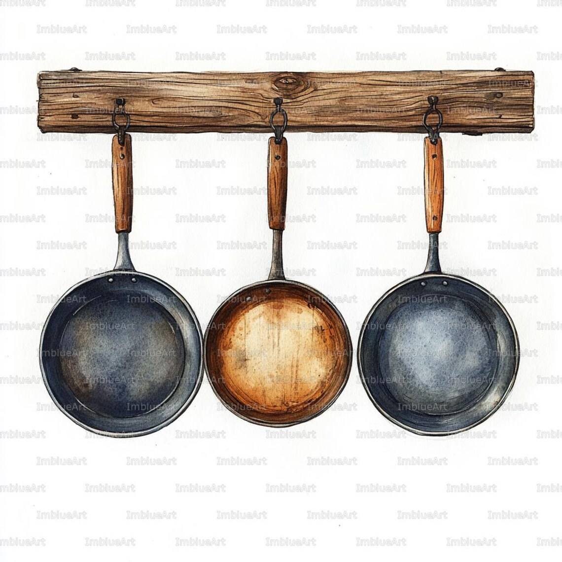 24 Frying Pans Clipart, Cooking Utensils, Watercolor Printable JPG ...