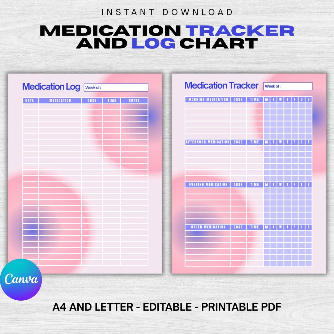Printable Medication Tracker and Log Chart, Daily Medication Log ...