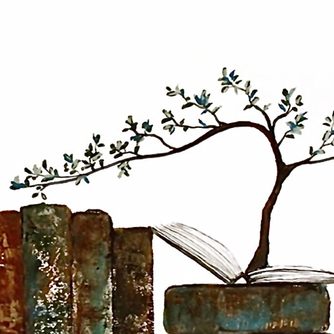 Tree Growing From Bookart for Writersstudents - Etsy