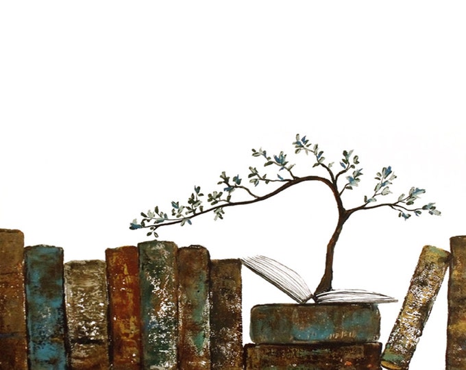 Tree Growing From Book,art for Writers,students, Teachers,minimal ...