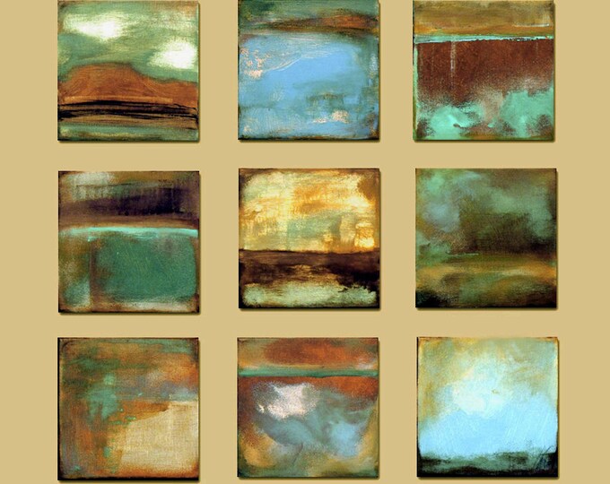 Contemporary Abstract Art...set of 9 Custom Original Paintings...rustic ...
