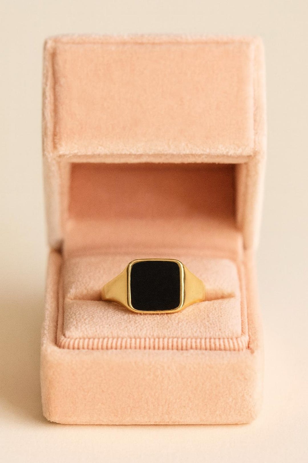 14K Solid Gold Black Onyx Princes Cut Signet Ring, Mens December ...