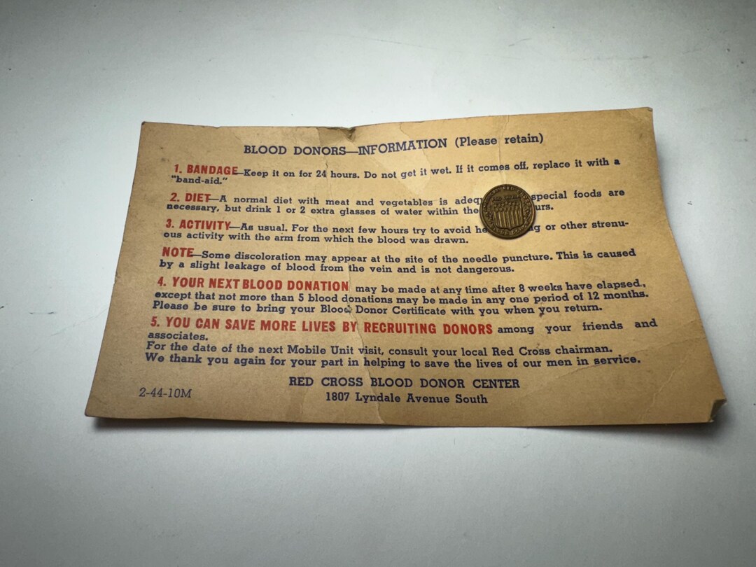 1940s American Red Cross Blood Donor Pin – Pro Patria Wwii-era Vintage ...