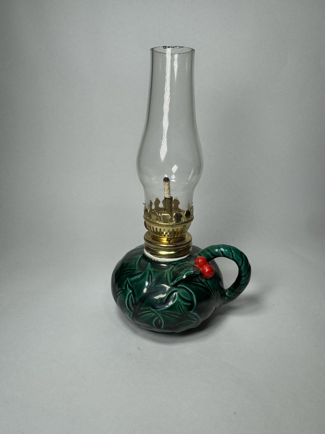 Vintage Miniature Lefton Christmas Holly Berry Finger Oil Lamp With ...