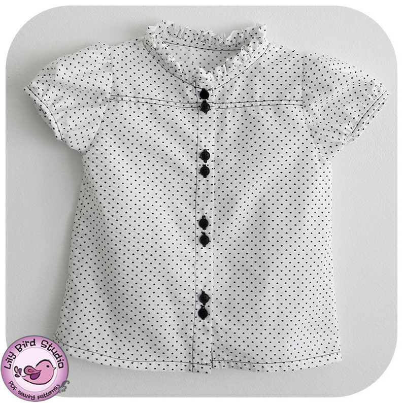 Summer Blouse for Girls Button up Blouse Short Gathered - Etsy