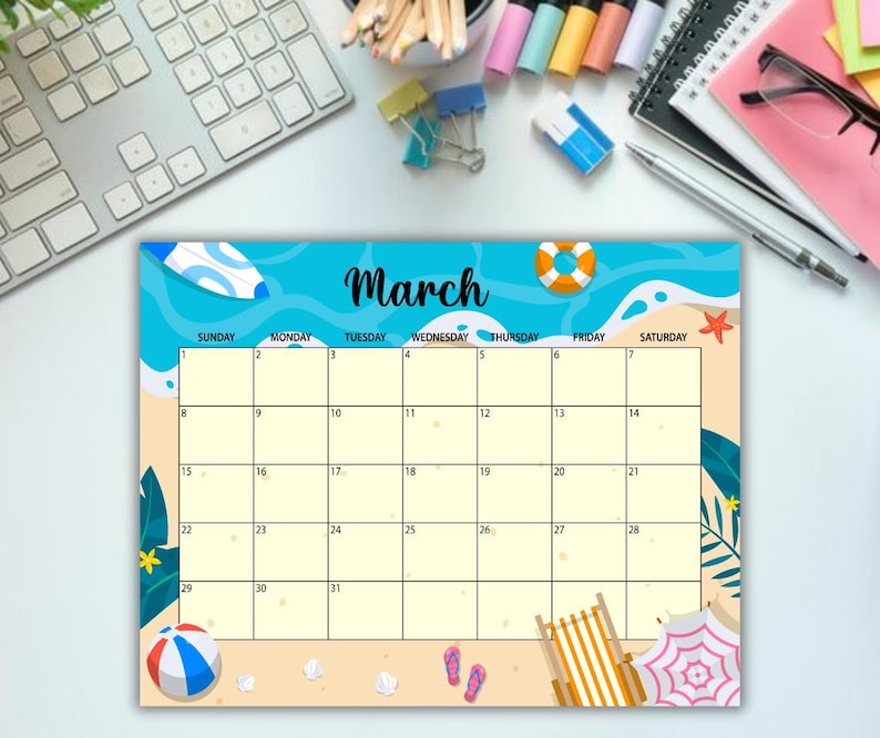 Editable March Calendar 2026, March Planner, Spring Break Planner ...