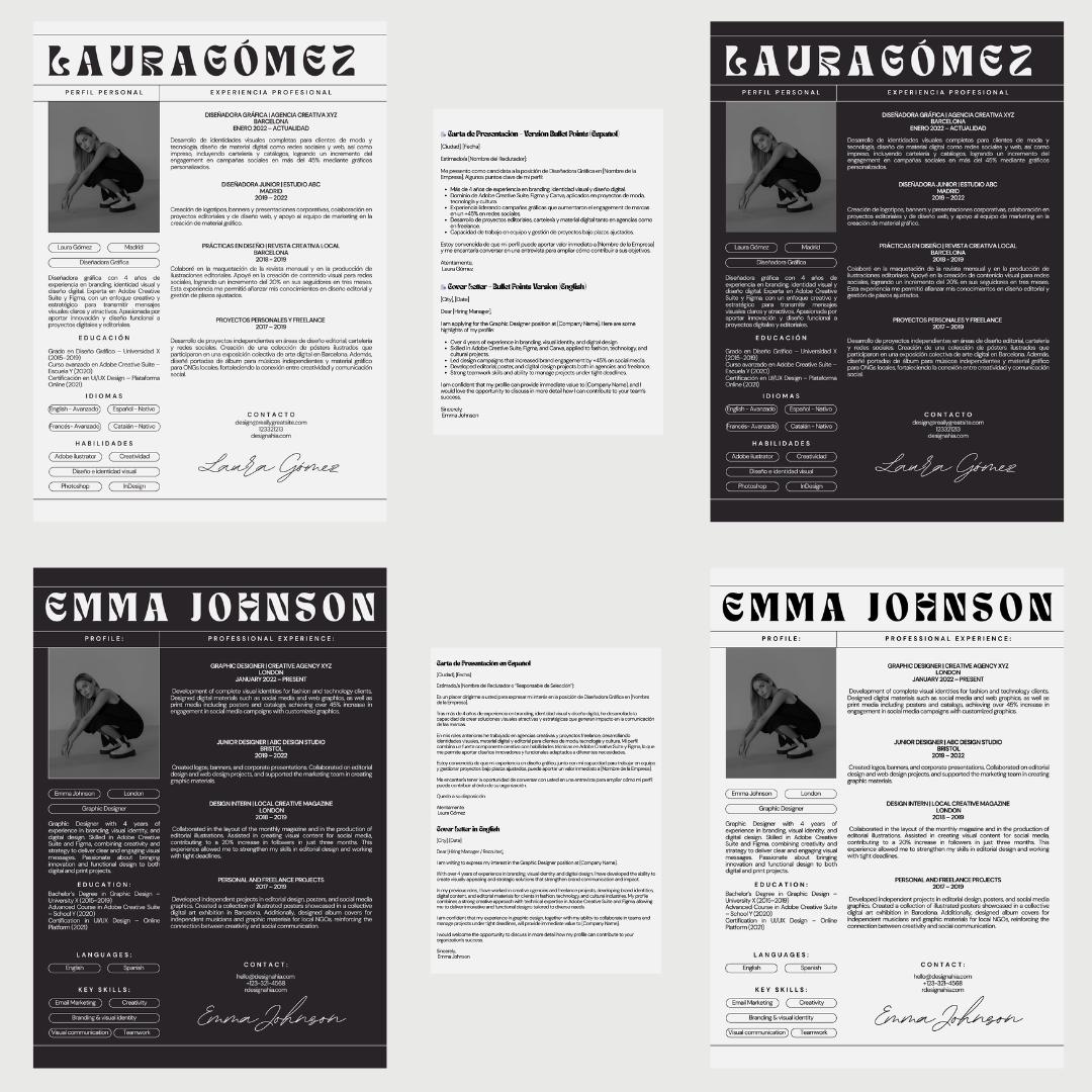 Resume Template + Cover Letter | CV Template in Spanish and English ...
