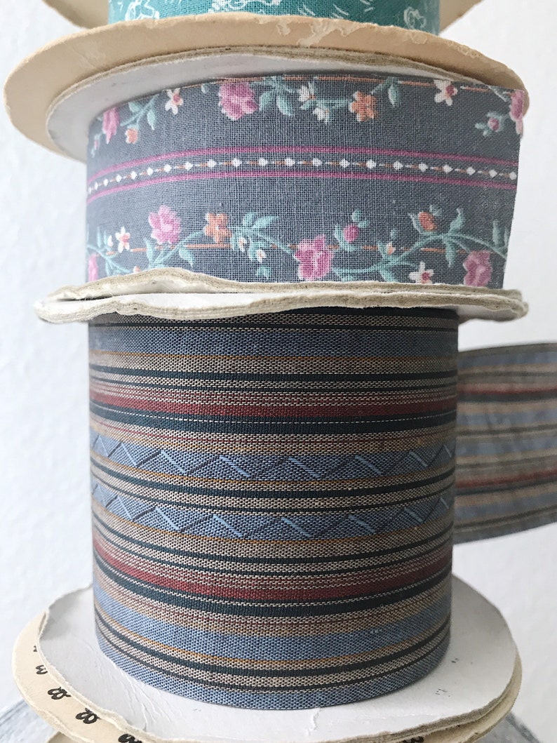 Vintage Cotton Ribbon / Blue Ribbon Collection / Vintage Craft | Etsy