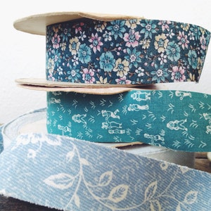 Vintage Cotton Ribbon / Blue Ribbon Collection / Vintage Craft Ribbon ...