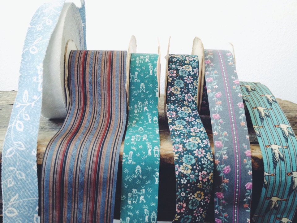 Vintage Cotton Ribbon / blue ribbon collection / vintage craft | Etsy
