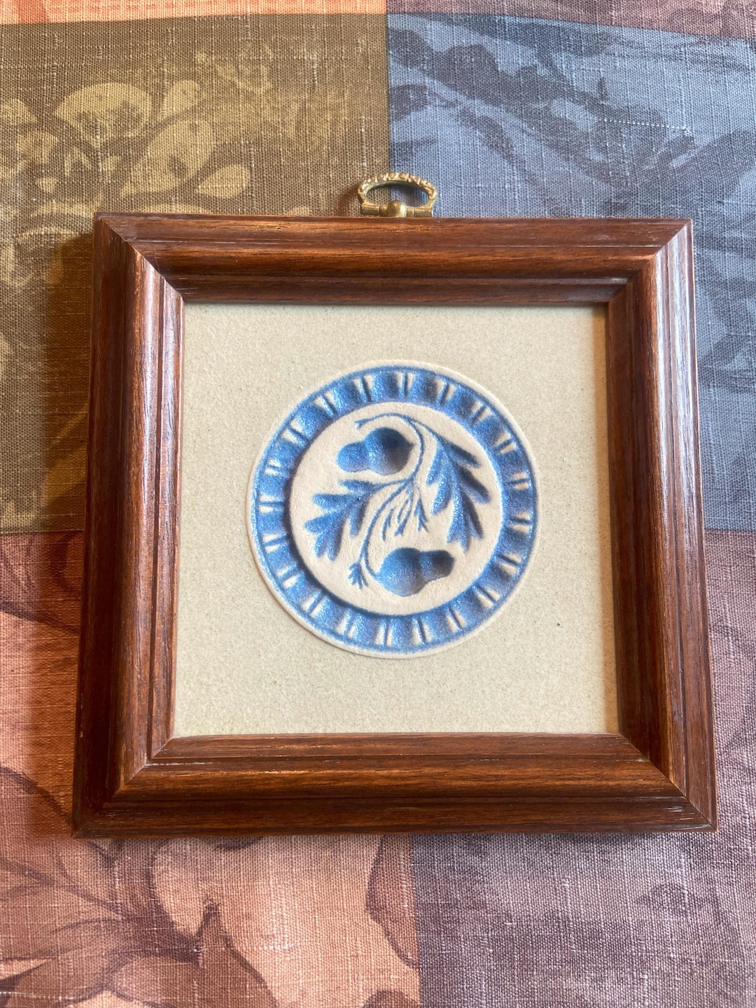 Blue Acorn - Buttermould Sand Casting - Framed American Primitive Art ...