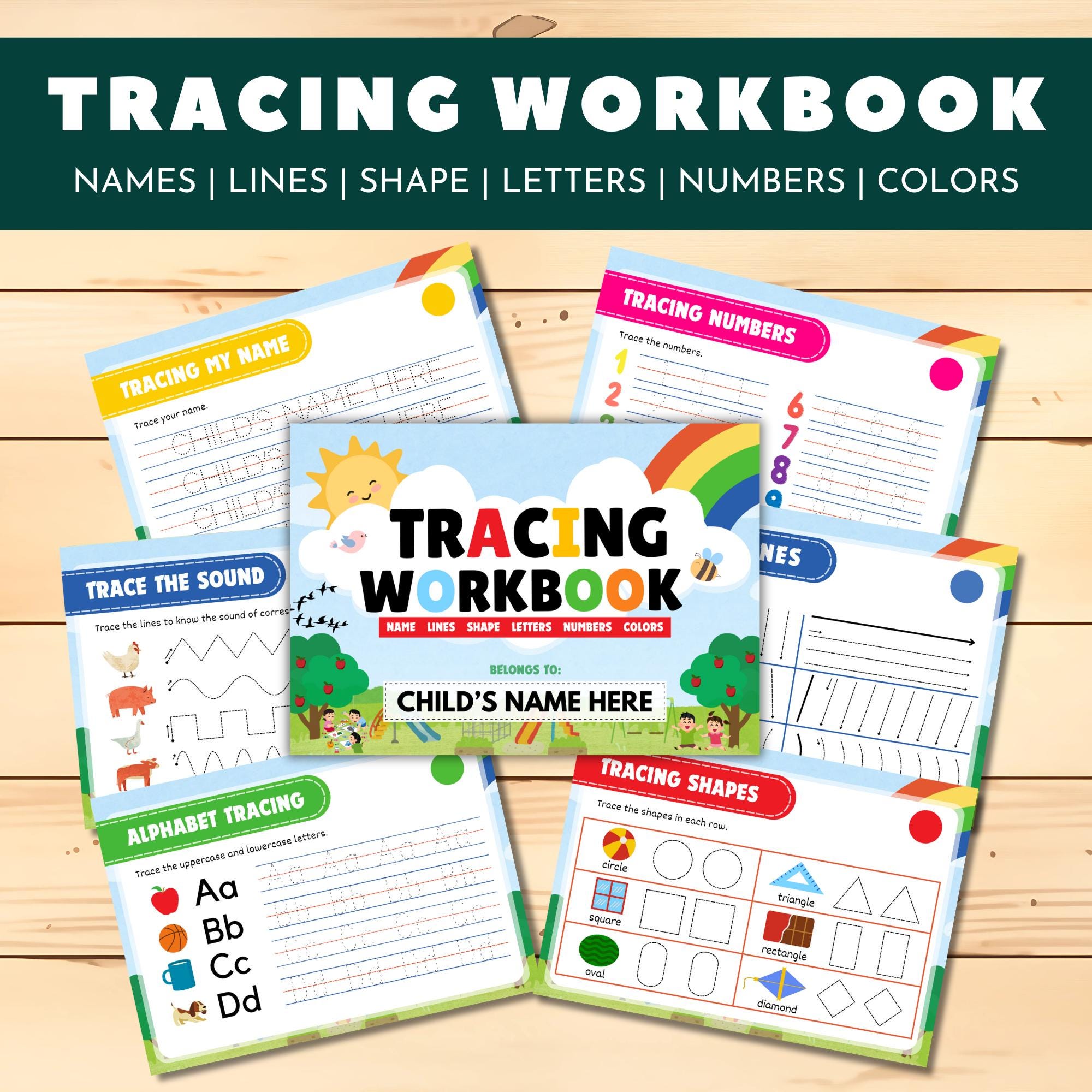 Tracing Busy Book Handwriting: Numbers Names Lines Shapes Letters ...