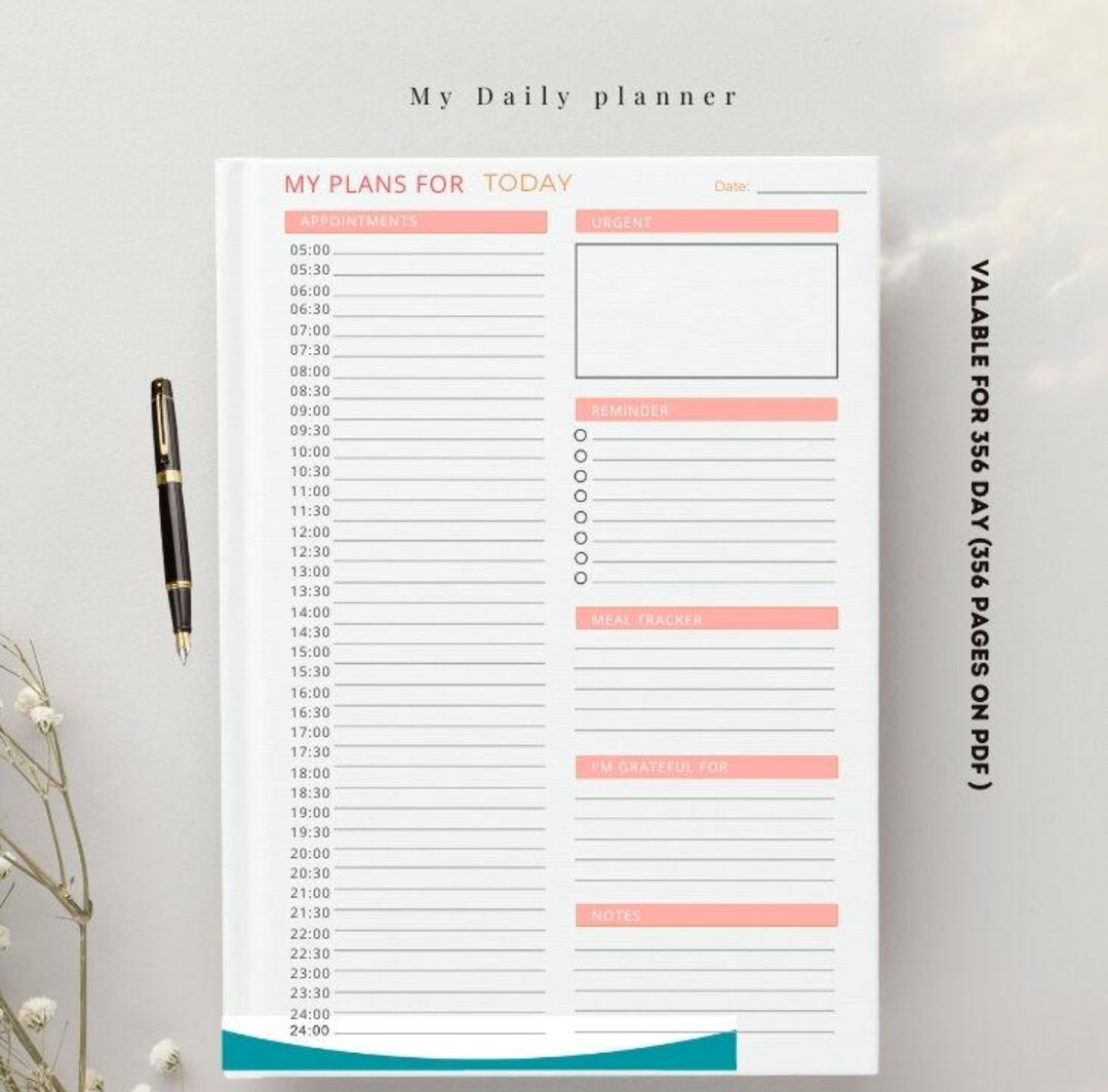 Daily Planner | 24-hour Schedule Organizer | Printable Productivity ...