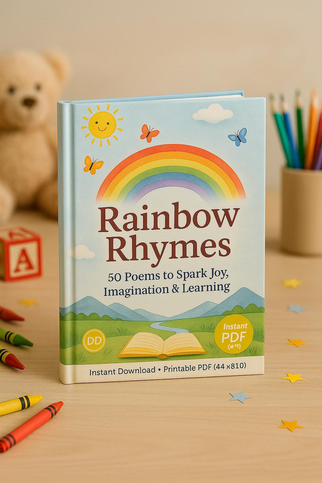 Rainbow Rhymes Kids Poetry Book | 53 Pages Printable PDF A4 8x10 ...