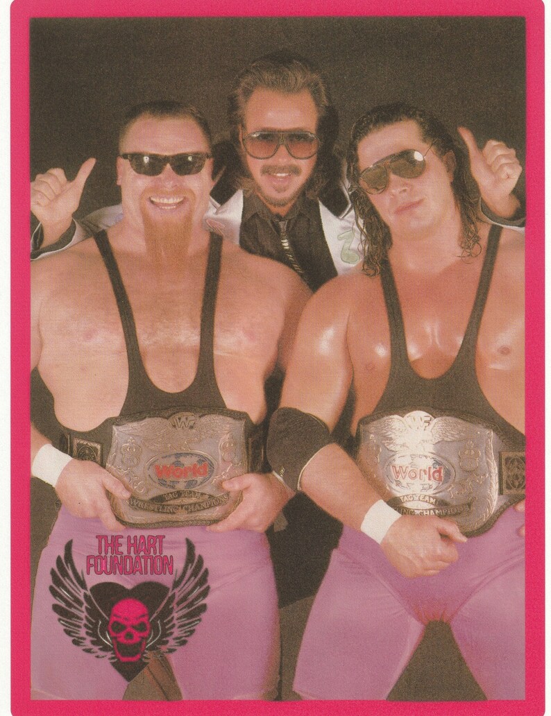 Vintage Style Hart Foundation WWF Wrestling T-shirt WWE Hitman and ...