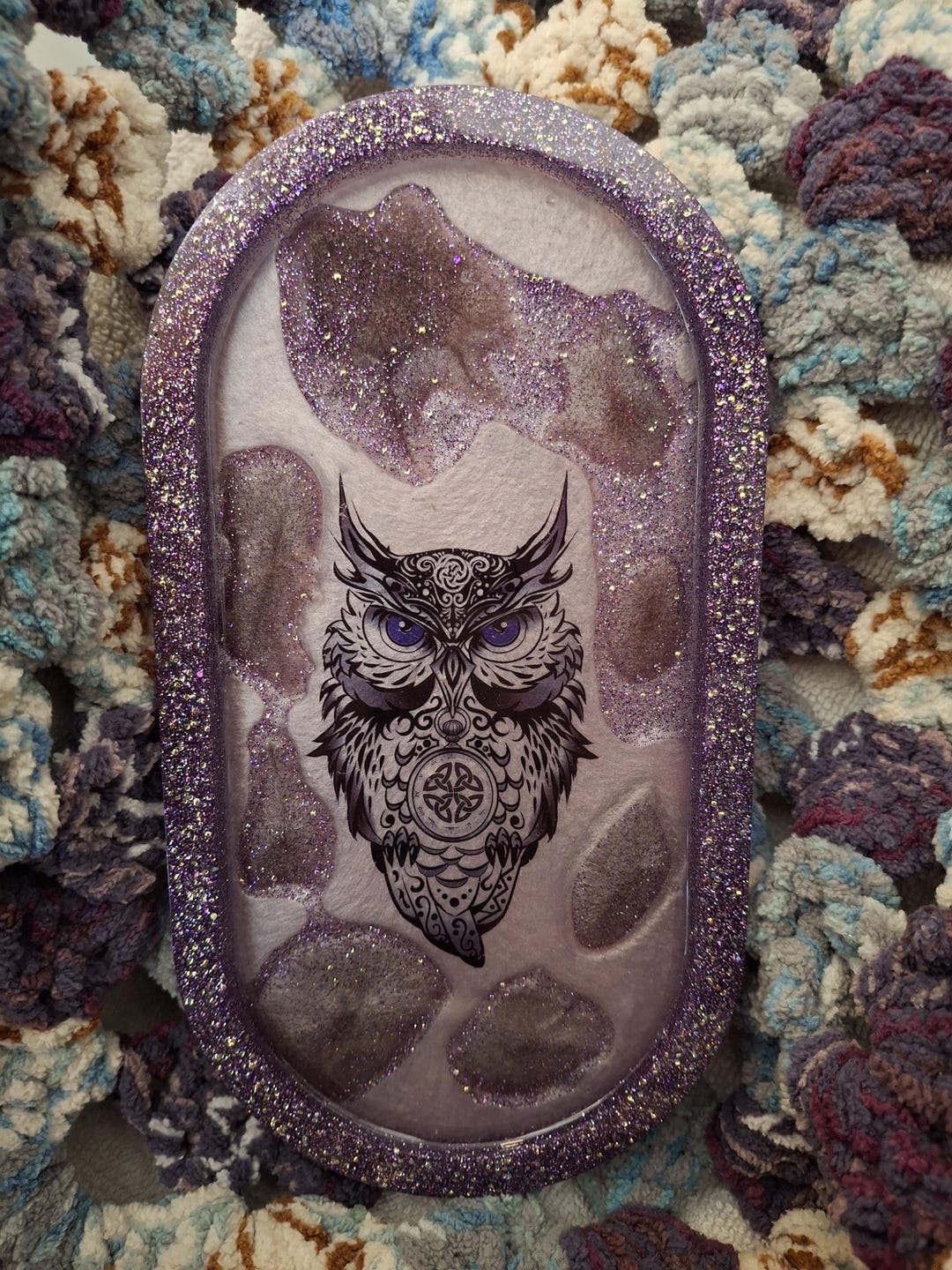 Purple Glitter Owl Tray - Etsy