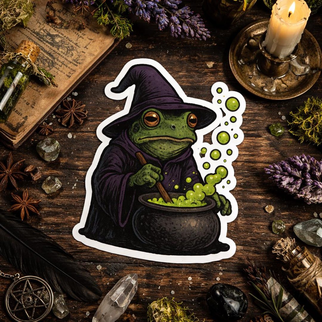 Frog Wizard Kiss-cut Stickers | Fantasy Vinyl Decal | Medieval Warlock ...