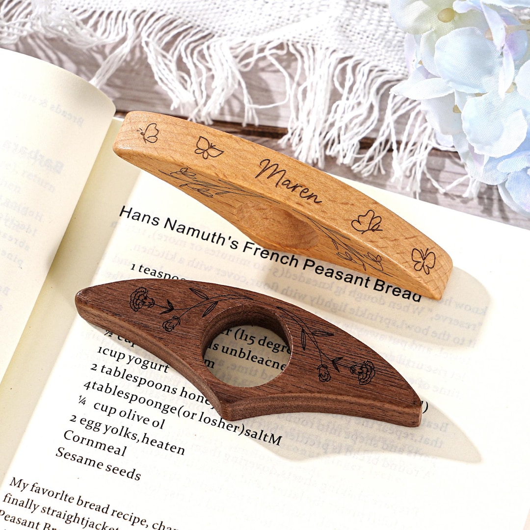 Personalized Wood Book Page Holder, Custom Thumb Page Holder, Wooden ...