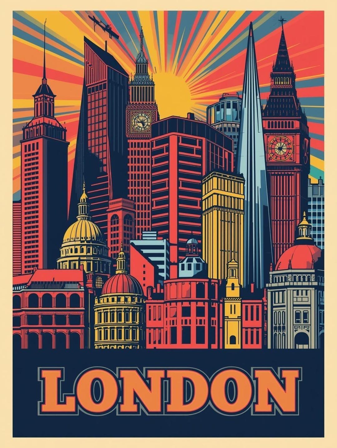 London Pop Art Print Set, Modern City Skyline (digital Download) - Etsy
