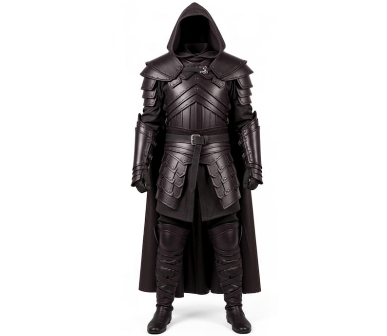Leather Medieval Hooded Cloak With Armor – Knight Warrior Cosplay ...