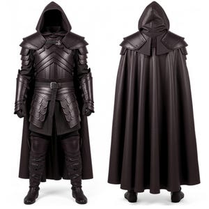 Leather Medieval Hooded Cloak With Armor – Knight Warrior Cosplay ...