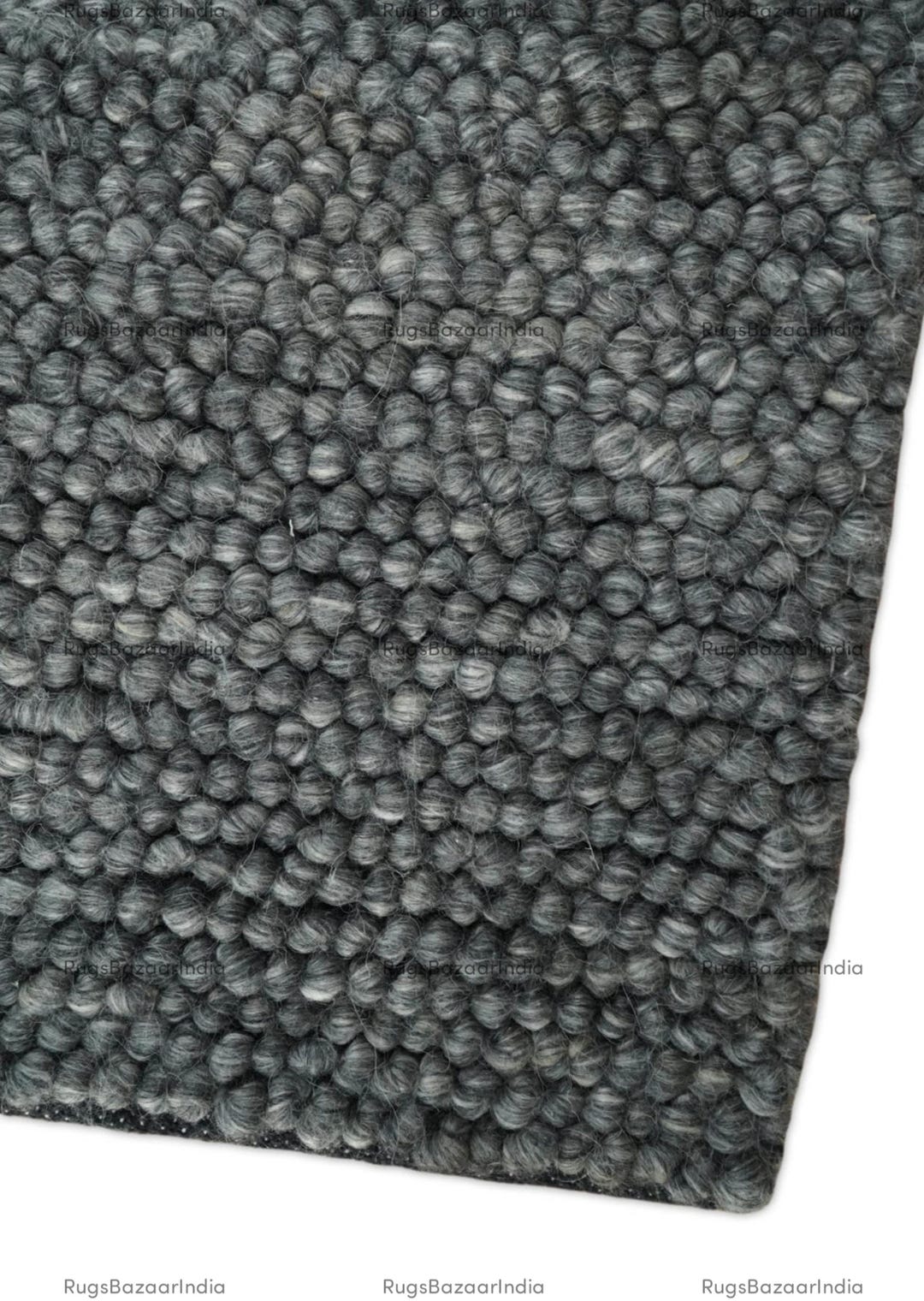8x10 and 10x14 Braided Wool Solid Grey Charcoal Felted Chunky Hand ...