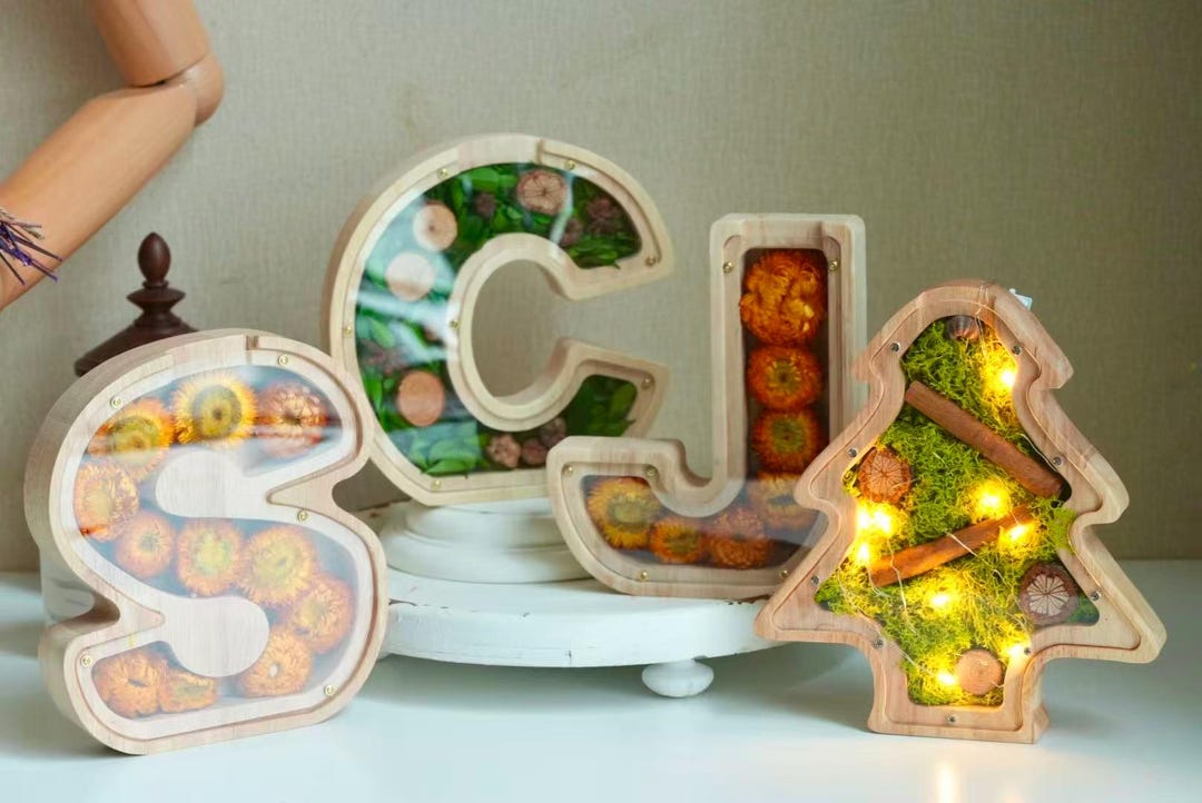 Letter Statue: Personalized Letters, Dried Flowers, Holiday Decor, Gift ...