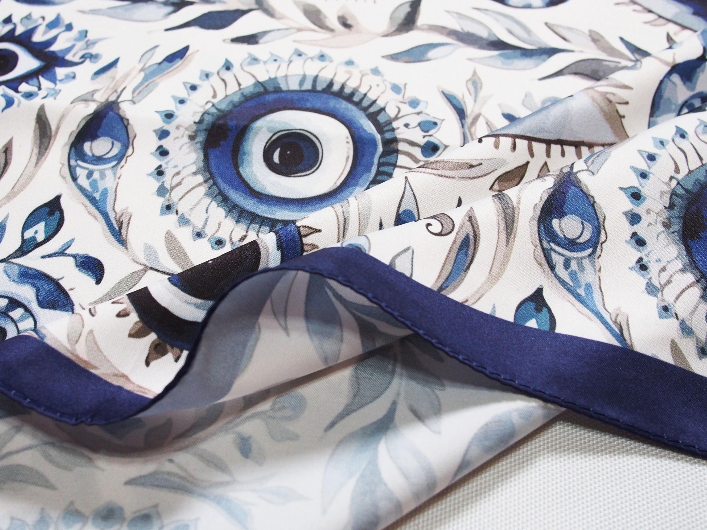 Evil Eye Satin Bandana 19x19" – Protective Amulet Square Scarf, Good ...