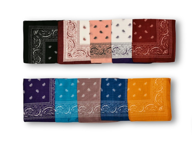 Paisley Cotton Bandana 20x20" – Classic Western Vintage Headscarf ...