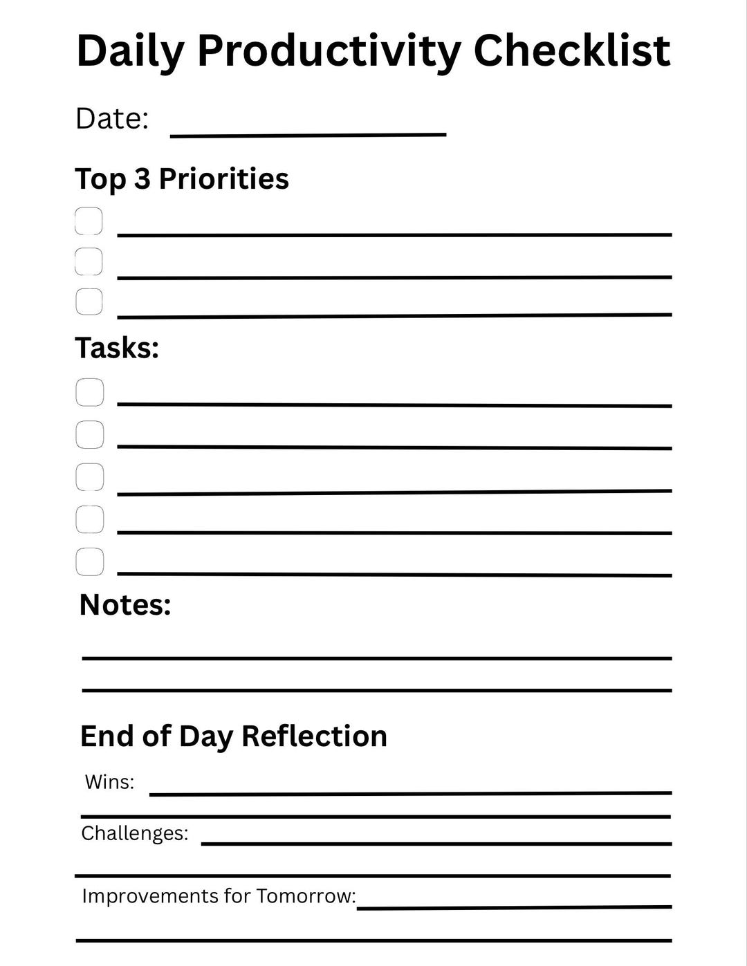 Productivity Checklist - Etsy